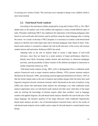 Designing a task - based English syllabus for students of tourism at ...