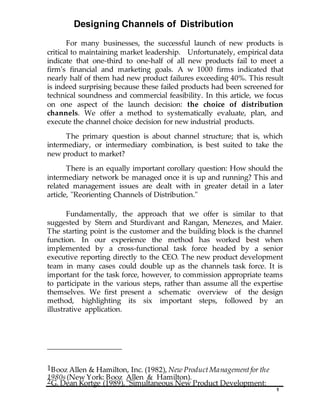 Designing channels of distribution case | DOCX