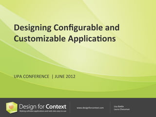 Designing Configurable and Customizable Applications | PPT
