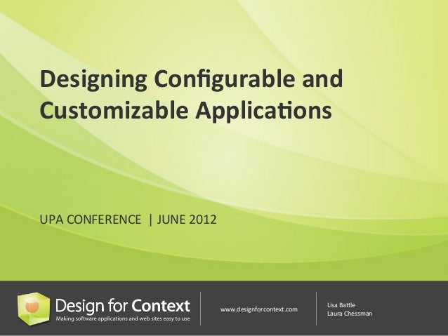 Designing Configurable And Customizable Applications