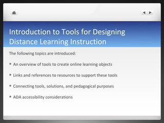 Tools for Designing Distance Learning Instruction | PPT | Web Conferencing | Computer Software ...