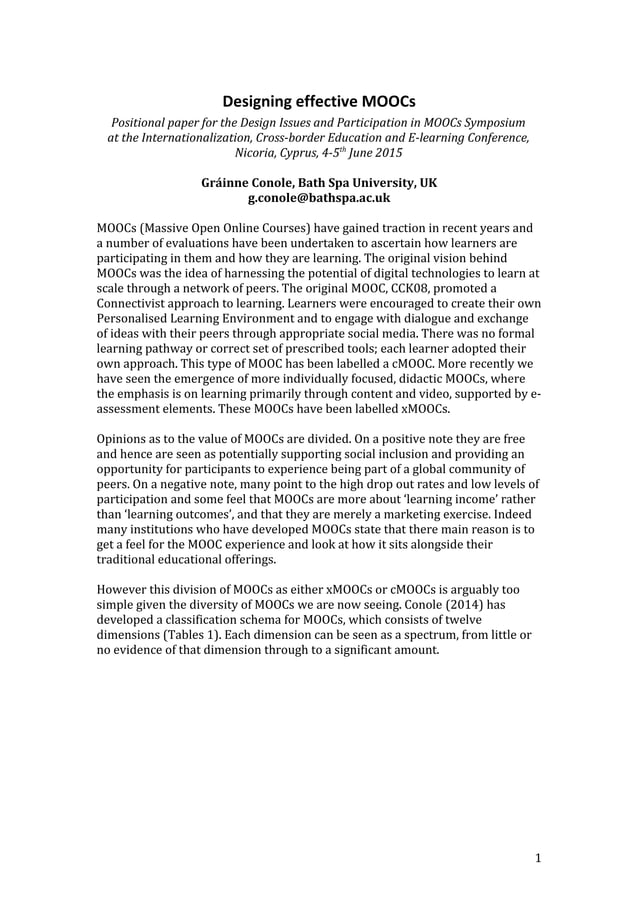 Designing effective moocs | PDF
