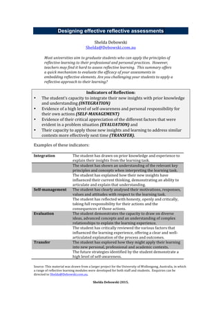 Designing effective reflective assessments | PDF