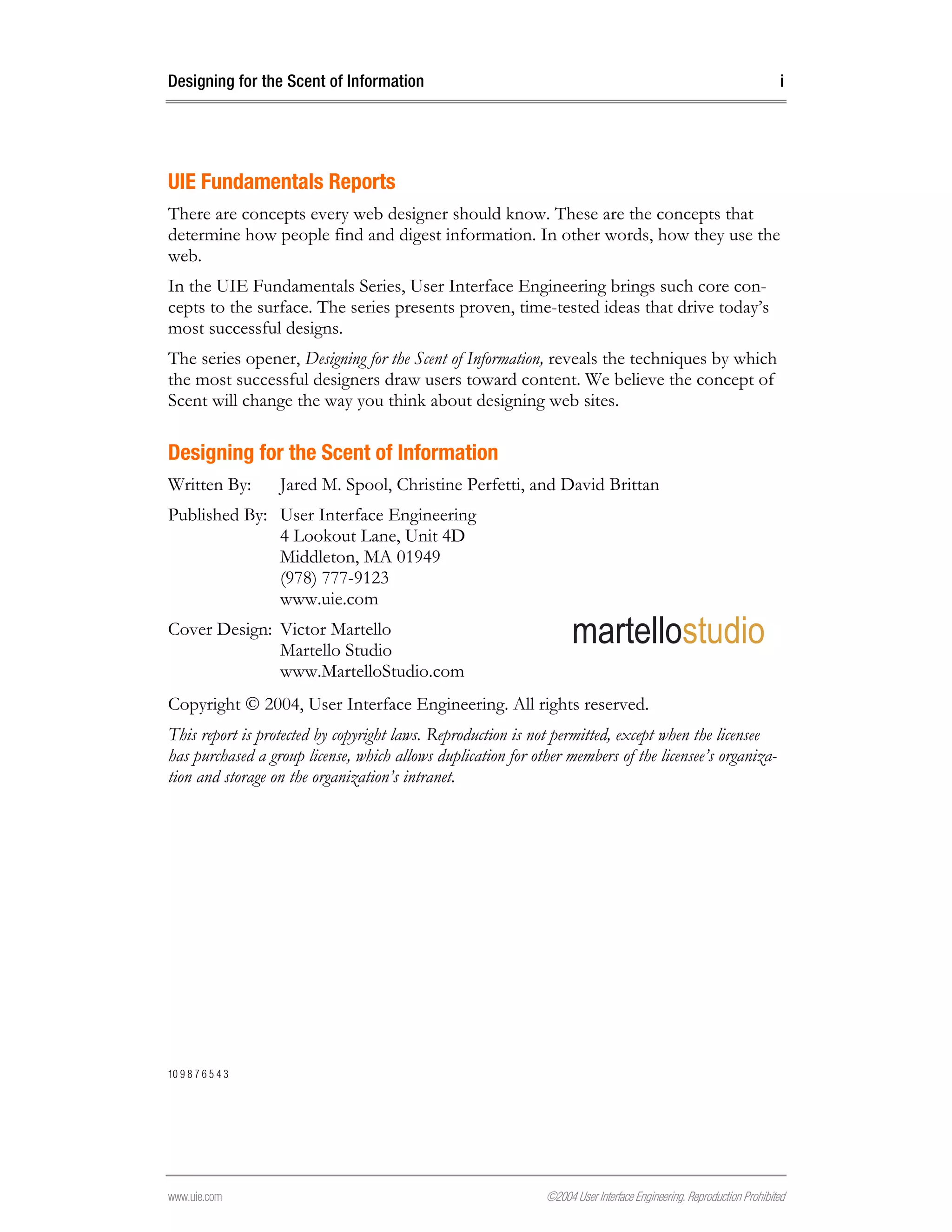 Designing for the scent of information (Jared M. Spool, Christine ...