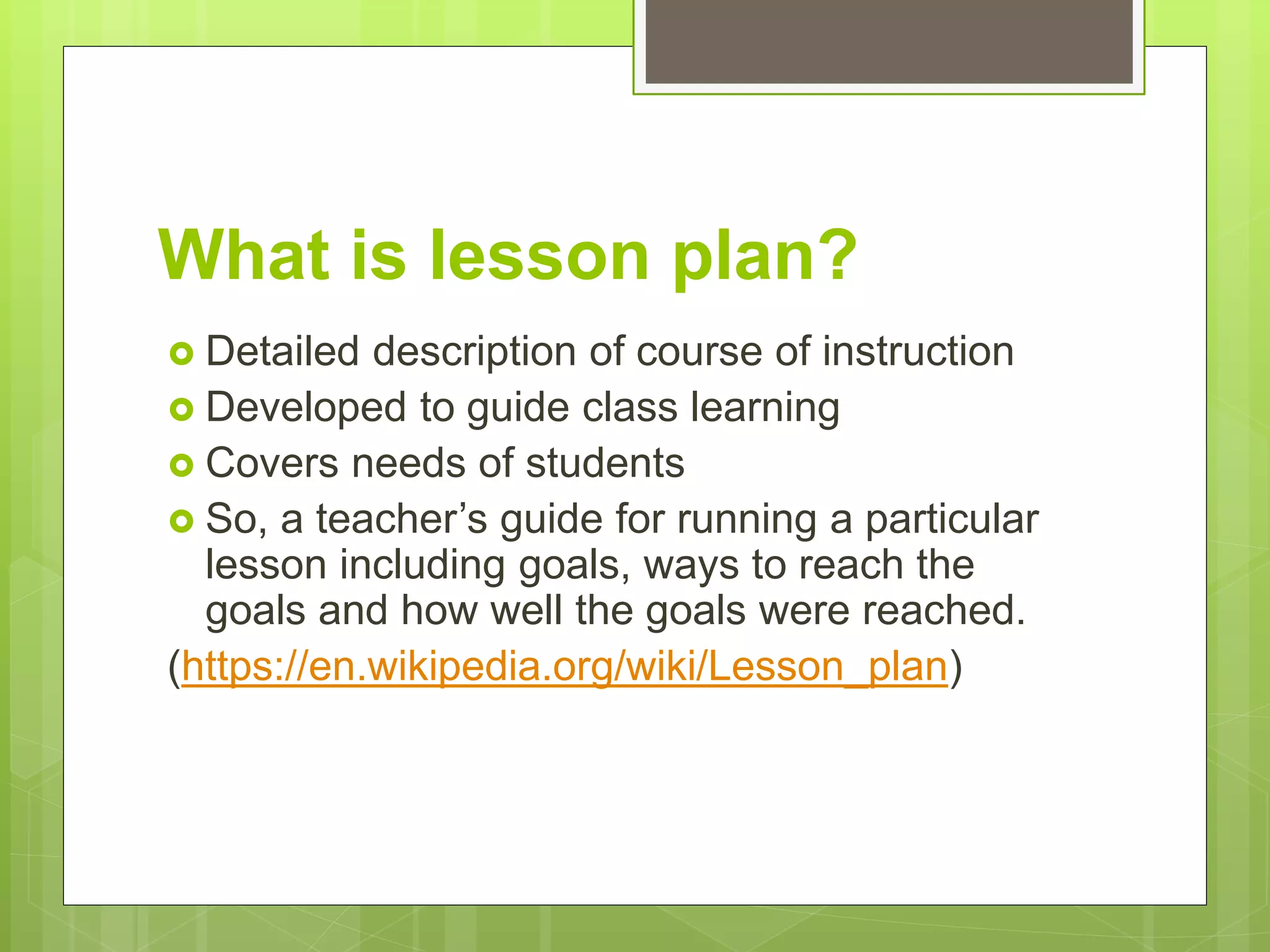 Designing individual lesson | PPTX