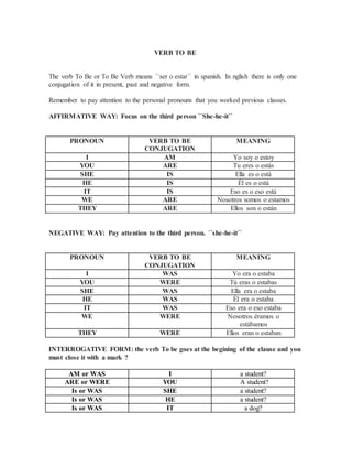 Verb To Be and Daily Routine topics. | DOCX