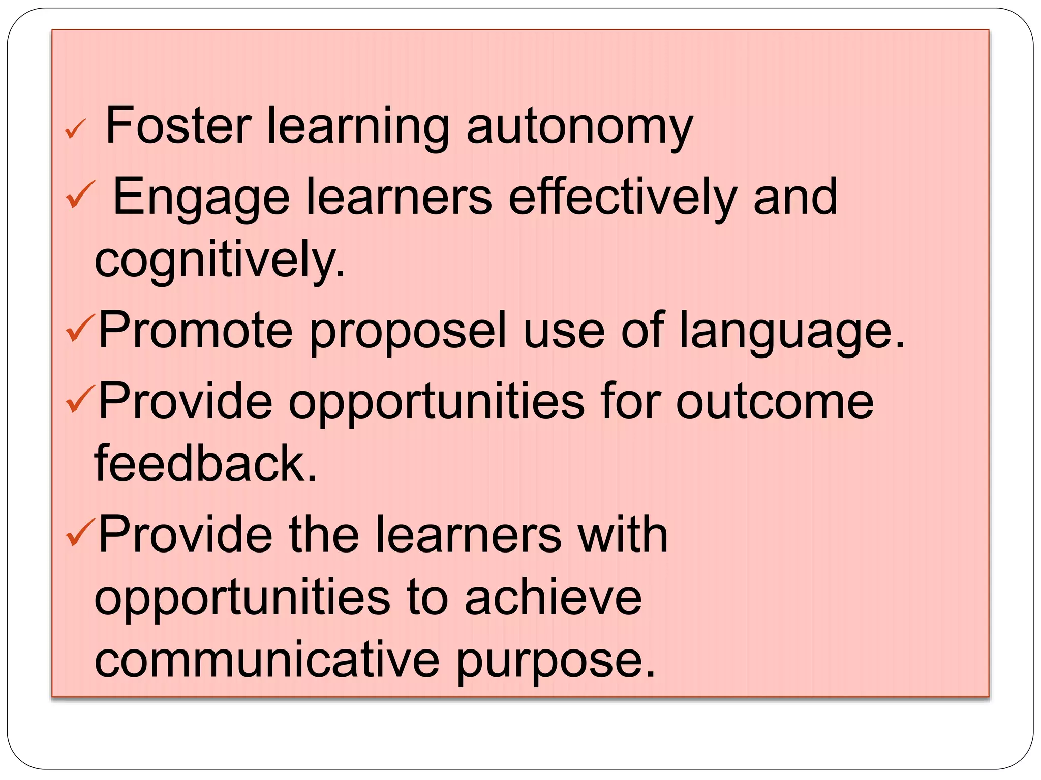 Designing materials for teaching autonomy | PPTX