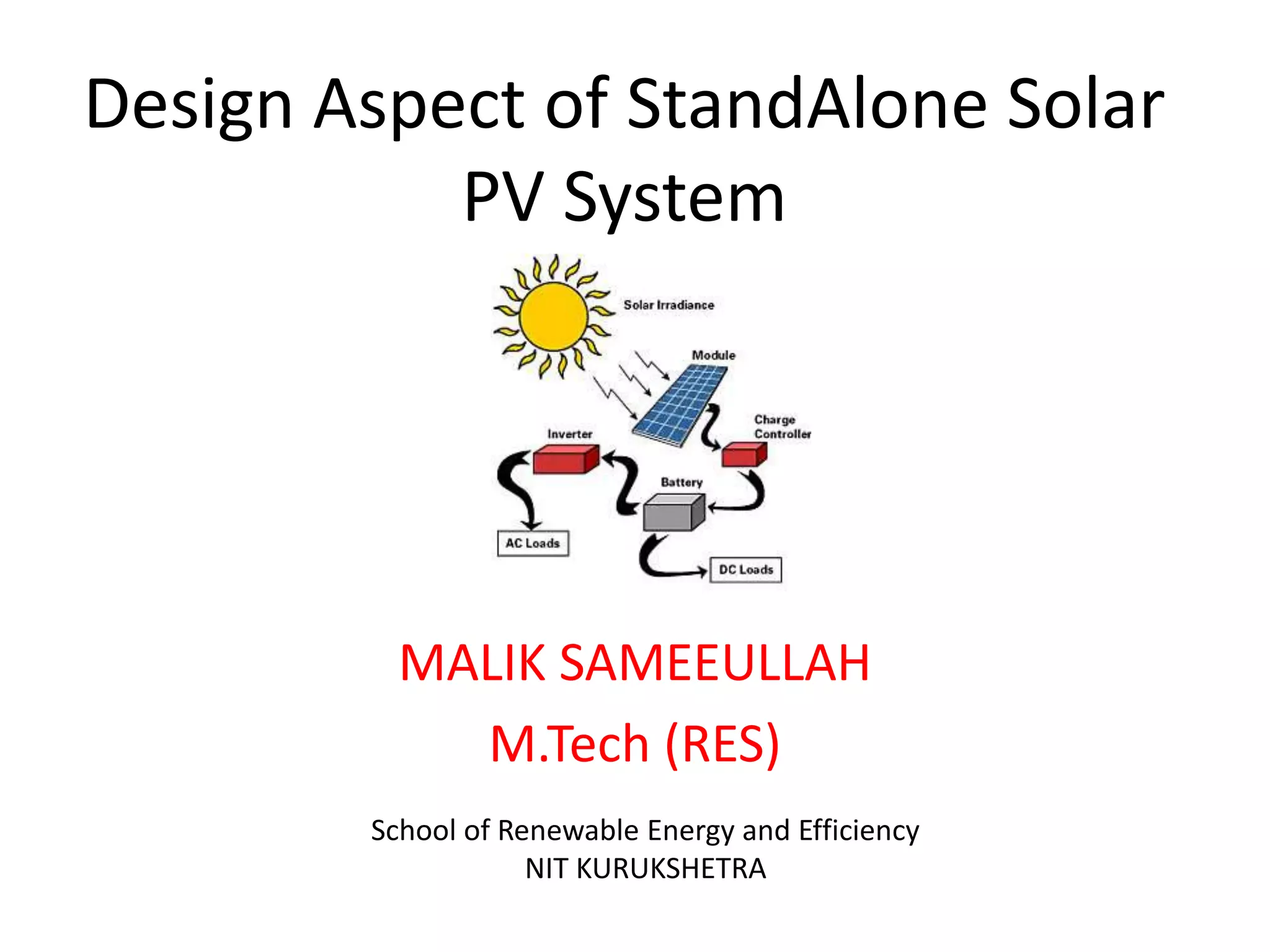 Design Aspect of Standalone PV system | PPTX