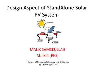 Design Aspect of Standalone PV system | PPTX