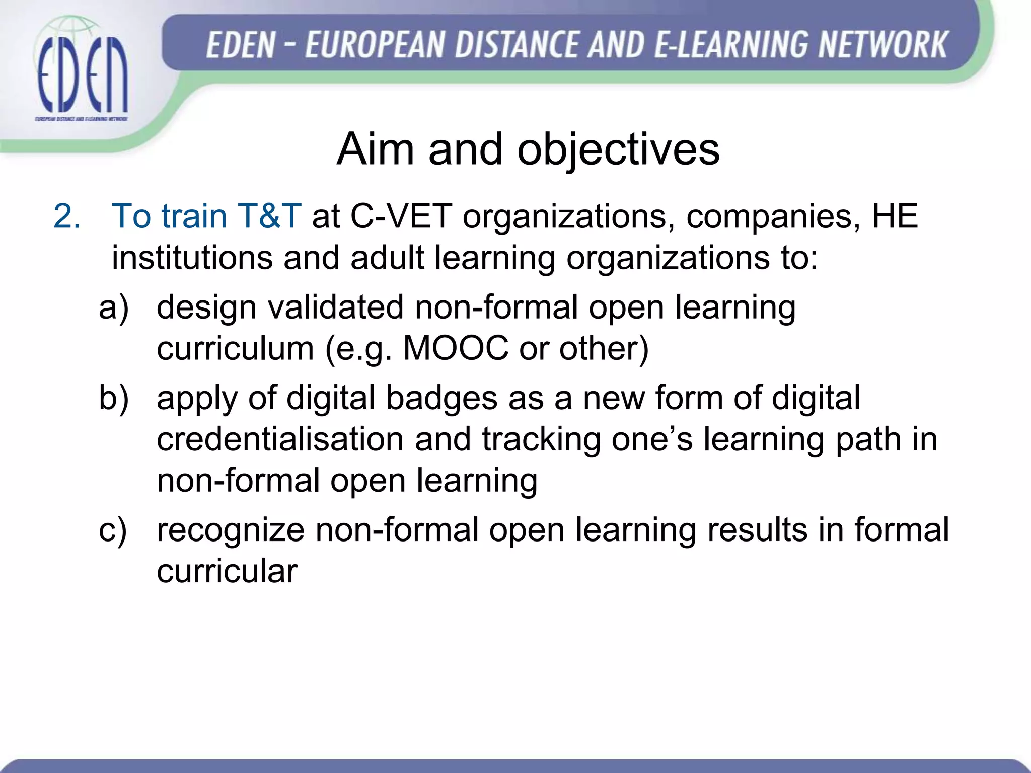 European Distance Learning Week: "Designing open and non-formal curriculum for recognition ...