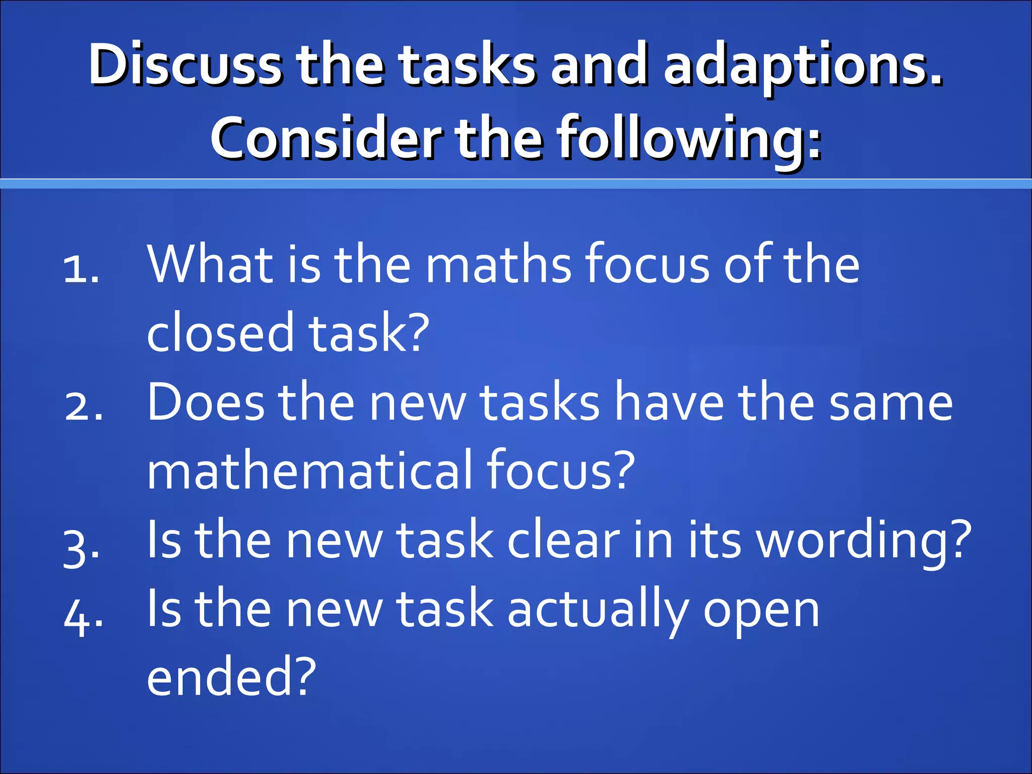 Designing quality open ended tasks | PPT