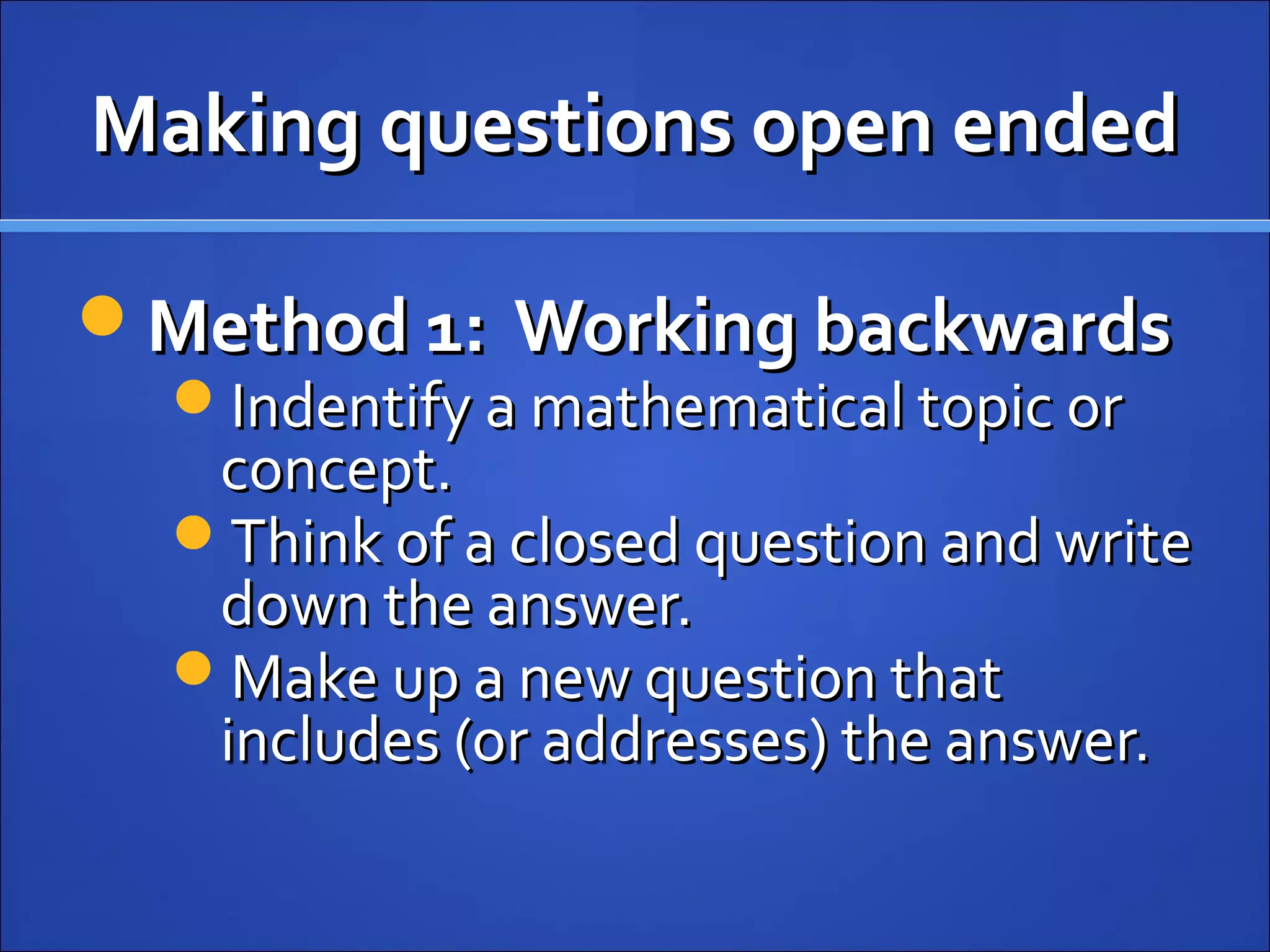 Designing quality open ended tasks | PPT