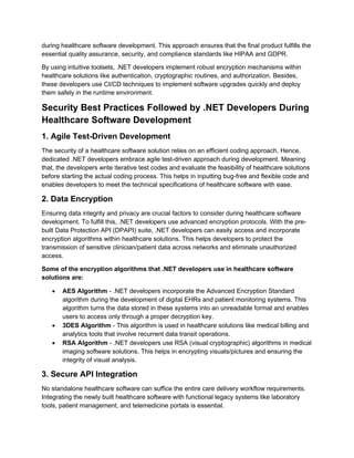 Create Secure Healthcare Solutions with Outsourced .NET Programmers | PDF
