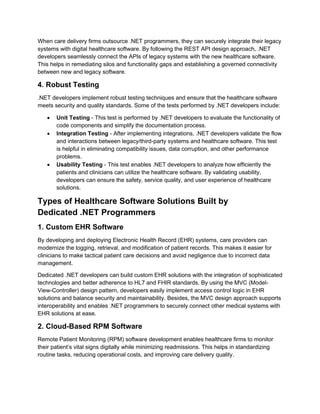 Create Secure Healthcare Solutions with Outsourced .NET Programmers | PDF