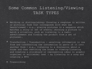 Designing tasks and lessons listening and viewing | PPT