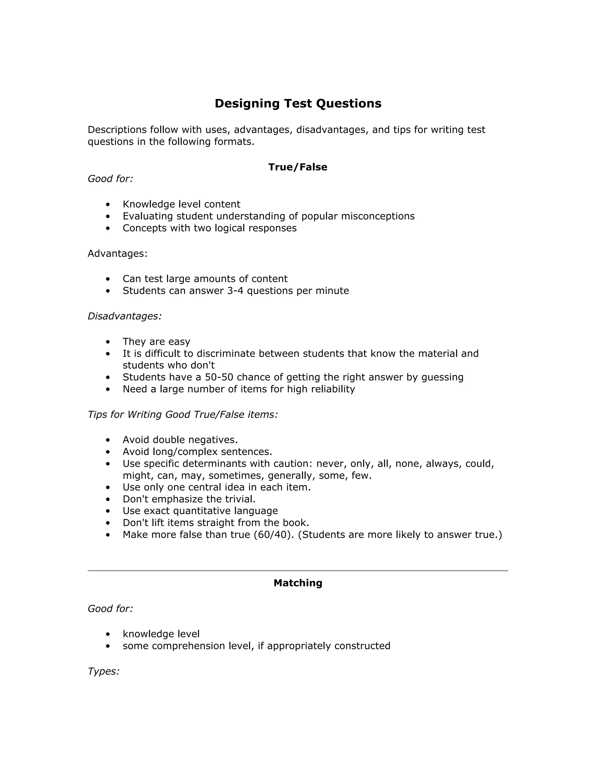 Designing Test Questions | PDF
