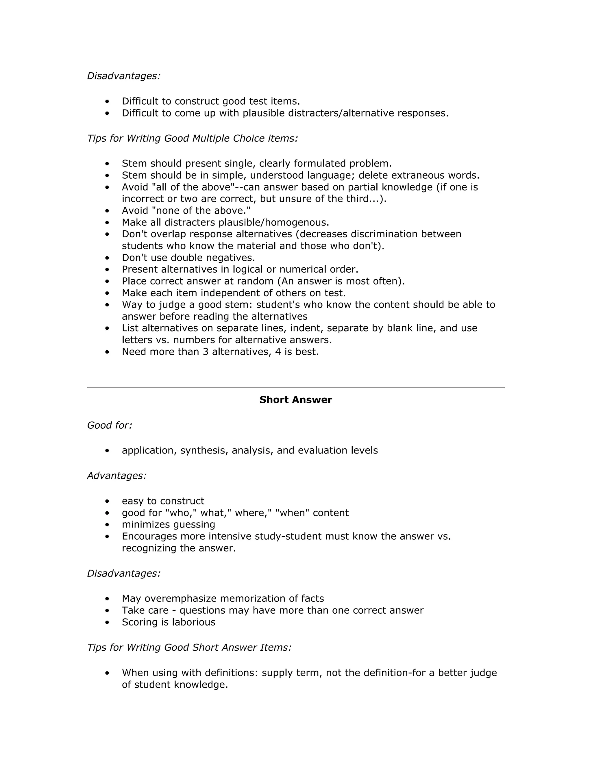 Designing Test Questions | PDF
