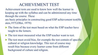 Designing Test types for ESP learner.pptx | Standardized Testing ...
