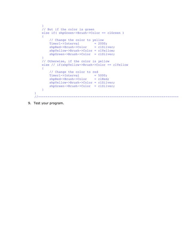 C++ program for TRAFFIC LIGHT | PDF
