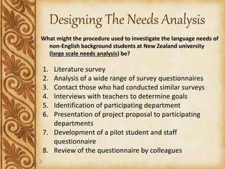 Designing the Needs Analysis | PPTX