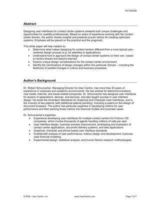 Designing The User Experience In The Contact Center | PDF