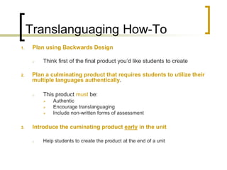 Designing units around multilingual culminatying products | PDF