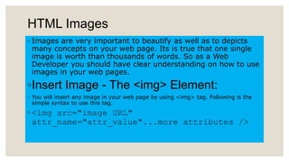 Designing web page marquee and img tag | PPT