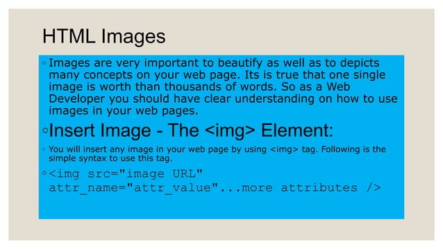 Designing web page marquee and img tag | PPT