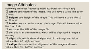 Designing web page marquee and img tag | PPTX