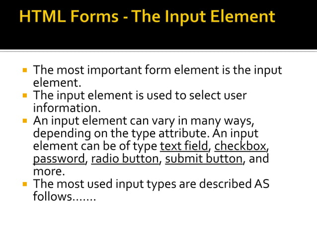 Designing web pages html forms and input | PPTX | Web Design and HTML | Internet