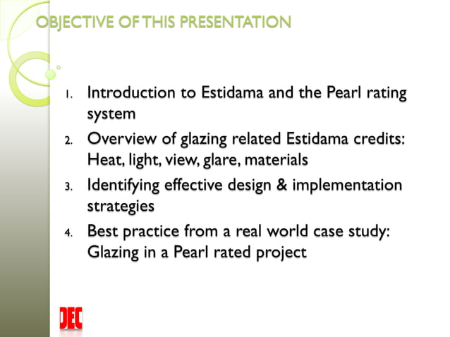 Designing with glass to achieve estidama pearl ratings | PPT