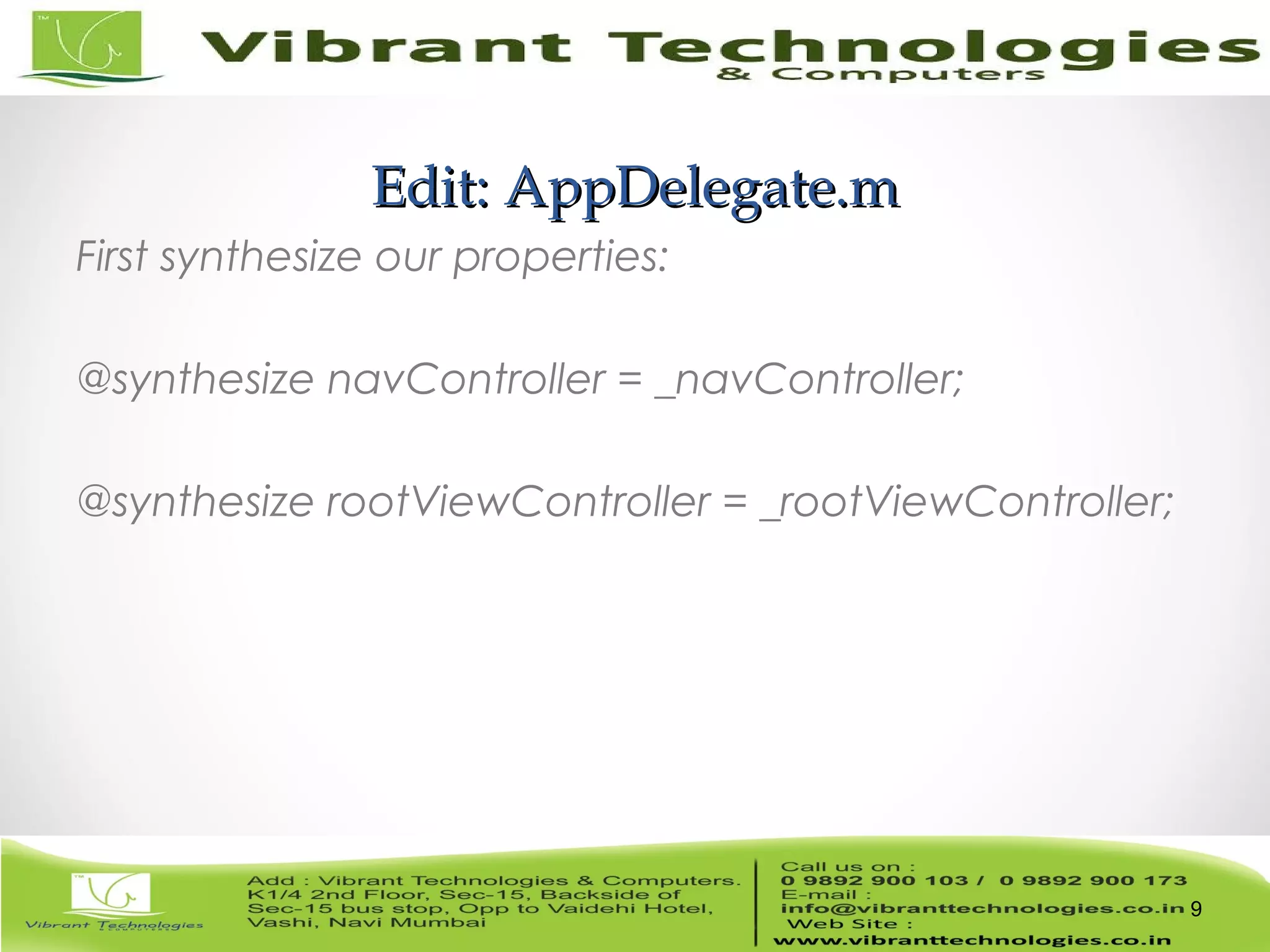 Ios Designing With Ui Tool Bar In Ios Ppt