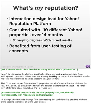 Designing Your Reputation System | PDF