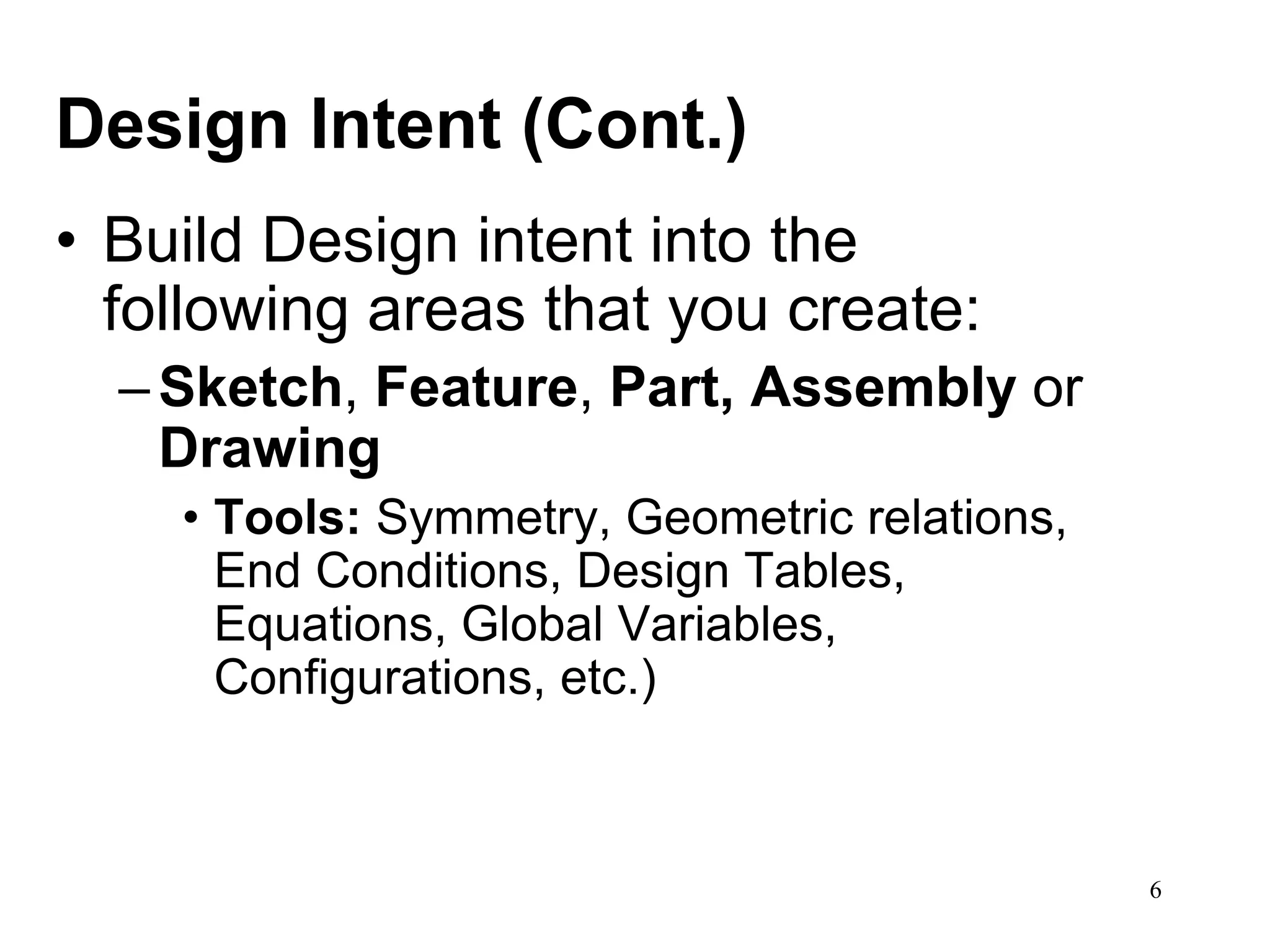 Design Intent.ppt | 3-D Graphics | Computer Software and Applications