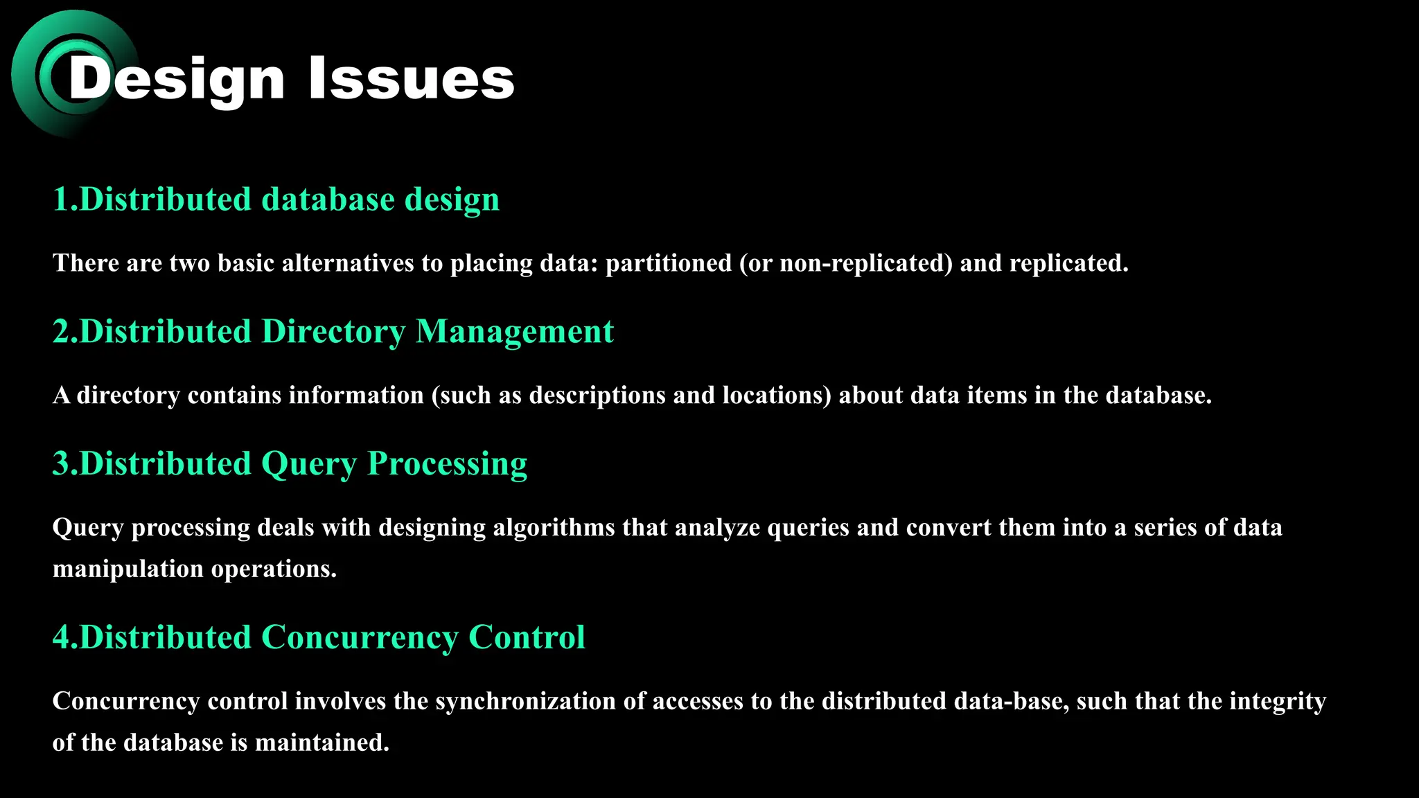 Design Issues In Distributed Dbmspptx Databases Computer Software