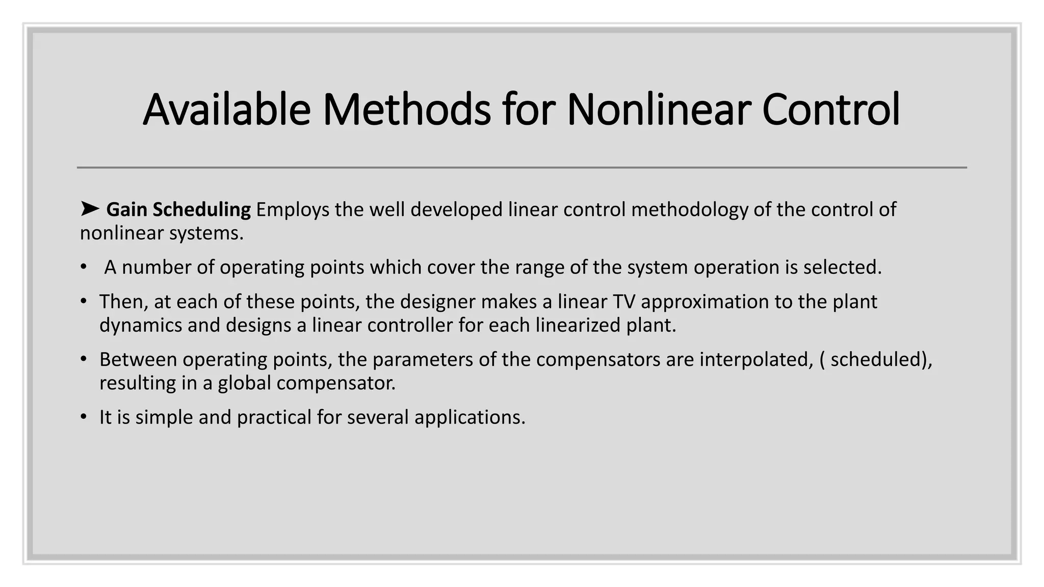 Design issues in non linear control system | PPTX