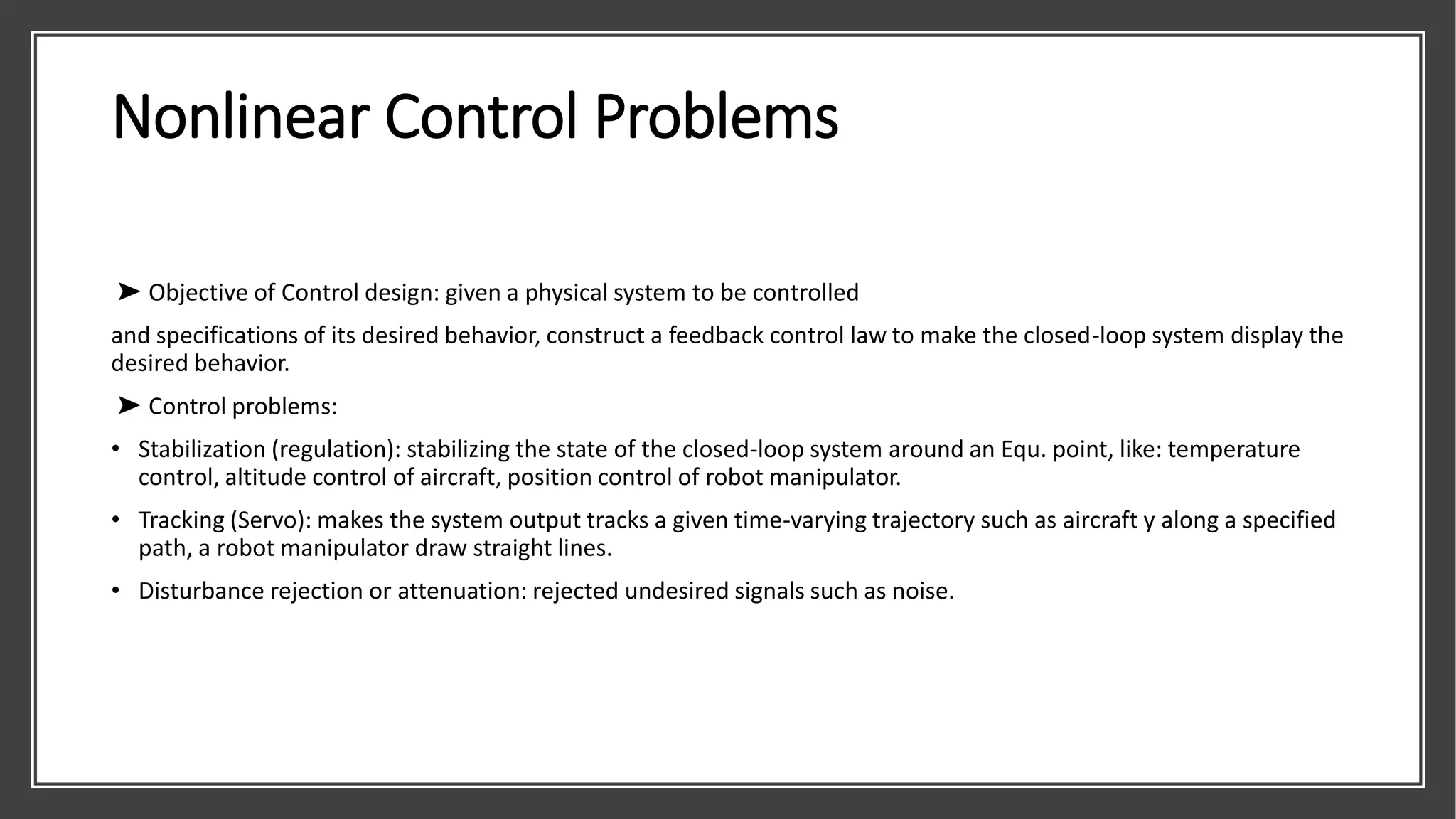 Design issues in non linear control system | PPTX