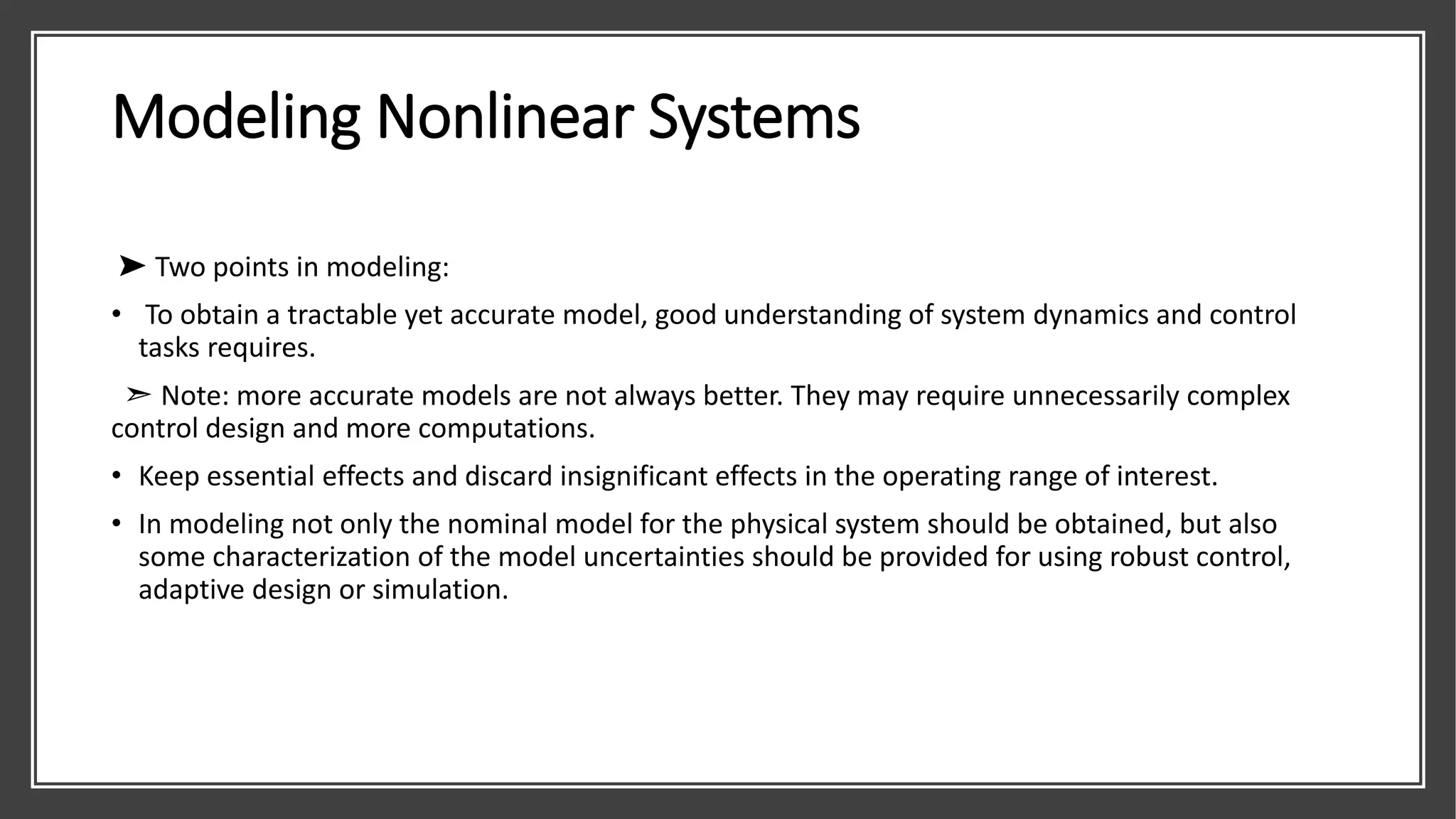Design issues in non linear control system | PPTX