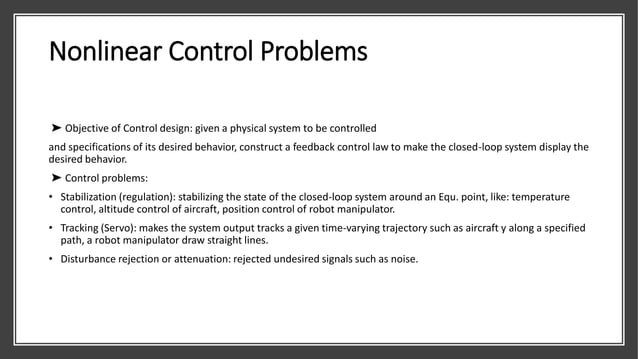 Design issues in non linear control system | PPTX
