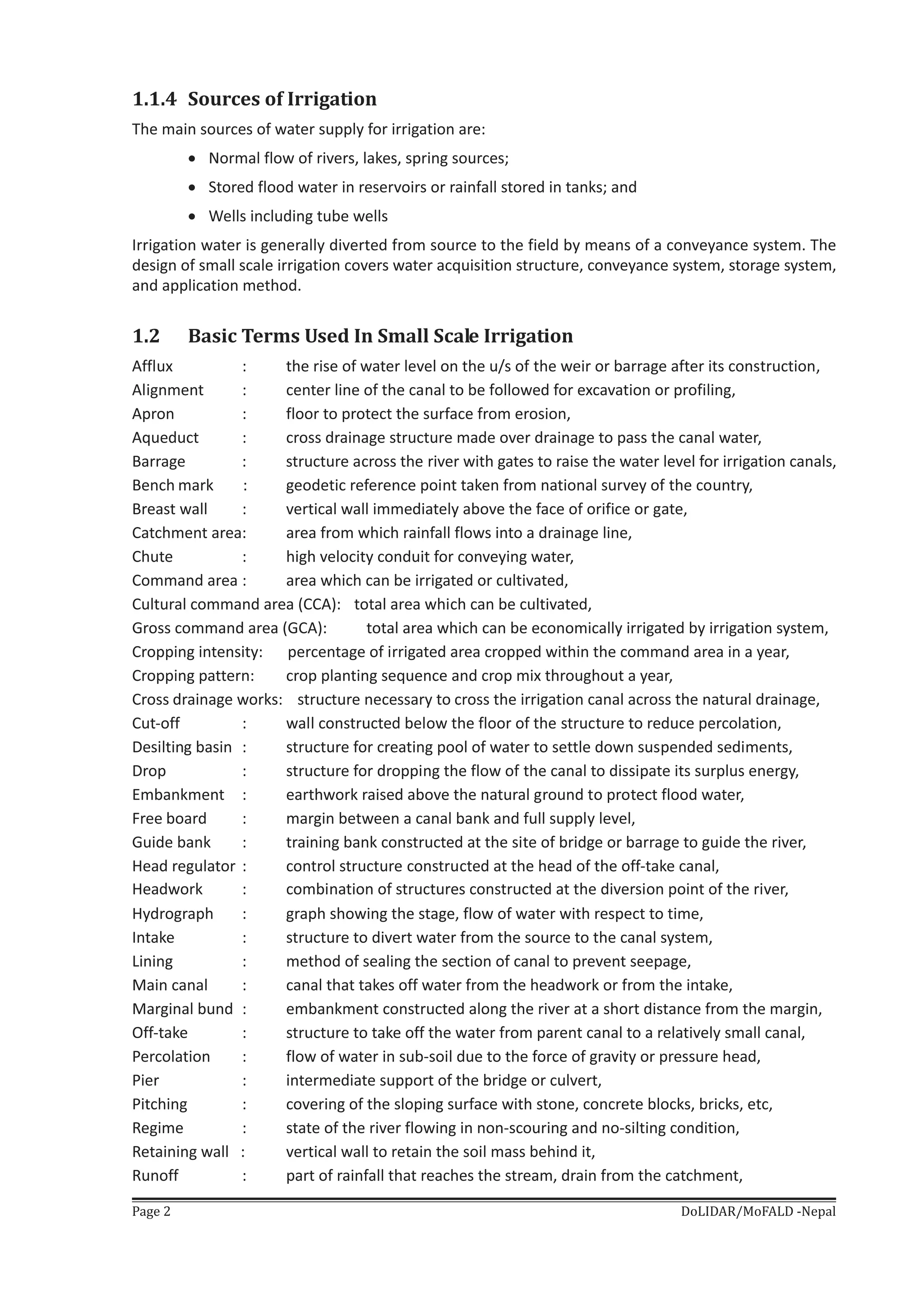 Design mannual for small scale irrigation scheme book | PDF