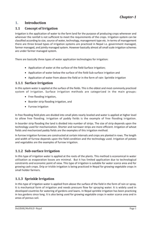 Design mannual for small scale irrigation scheme book | PDF