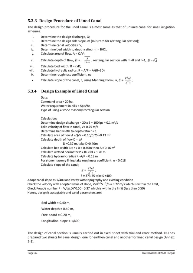 Design mannual for small scale irrigation scheme book | PDF