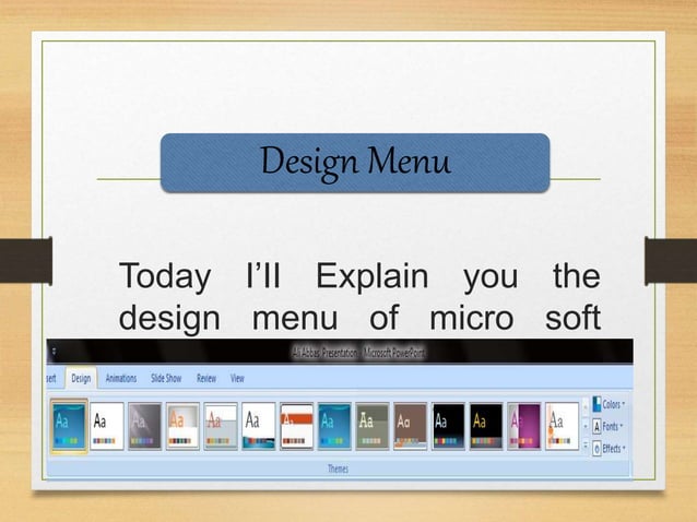 Design menu in MS Word | PPTX | Computing | Technology & Computing