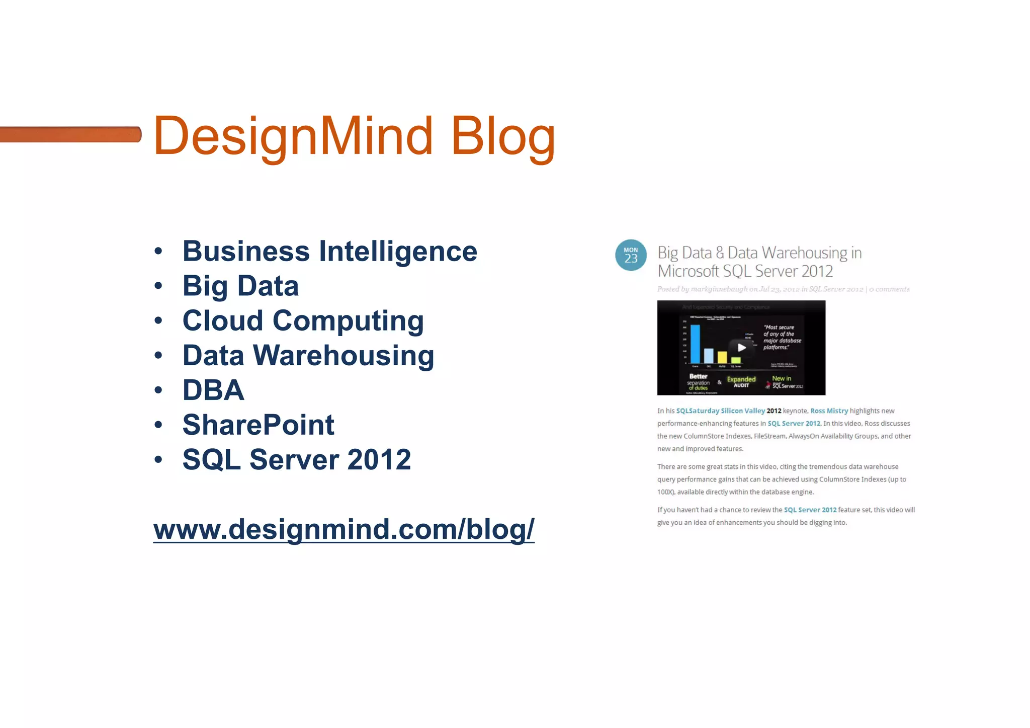 DesignMind Microsoft Business Intelligence SQL Server | PPT