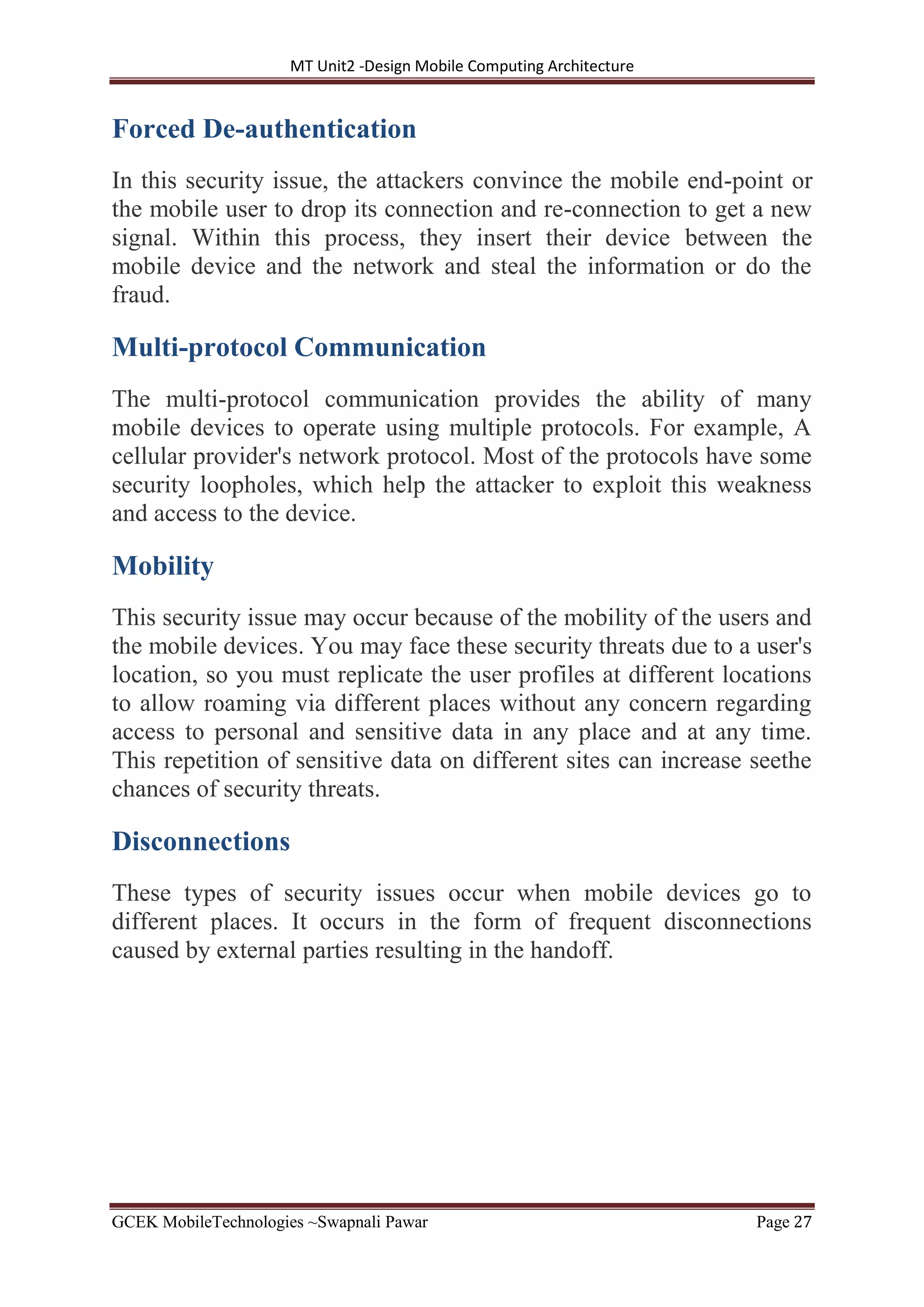 Unit 2 Design mobile computing architecture MC1514 | PDF | Computer Networking | Computing
