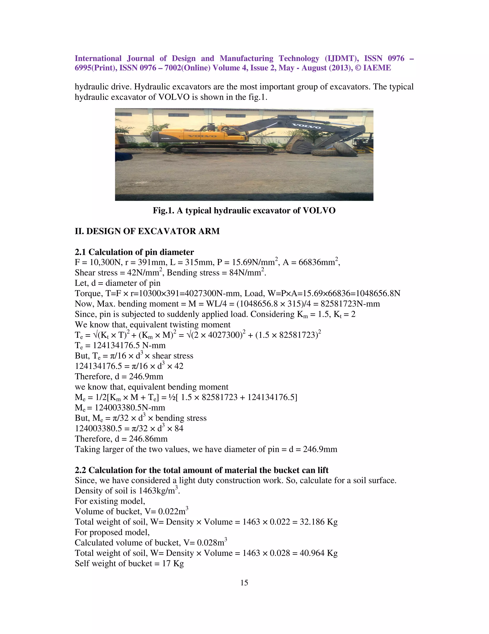 Design, modeling and analysis of excavator arm | PDF