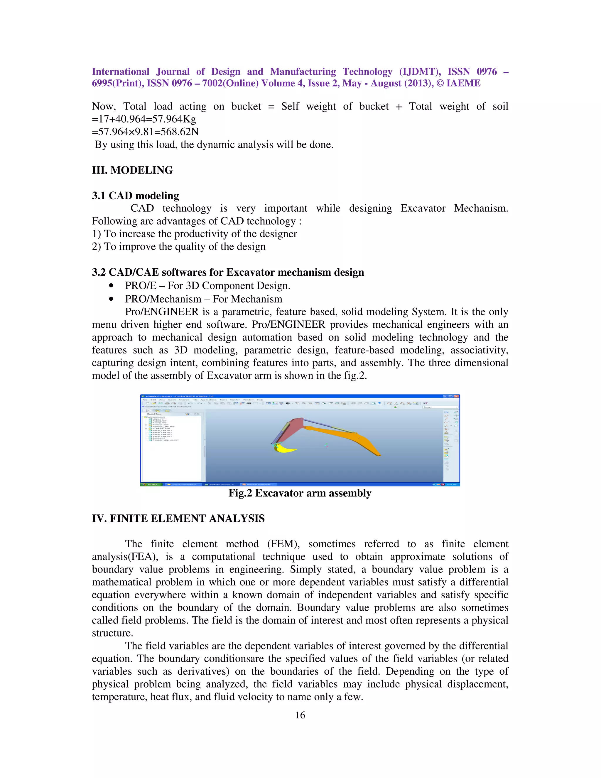 Design, modeling and analysis of excavator arm | PDF