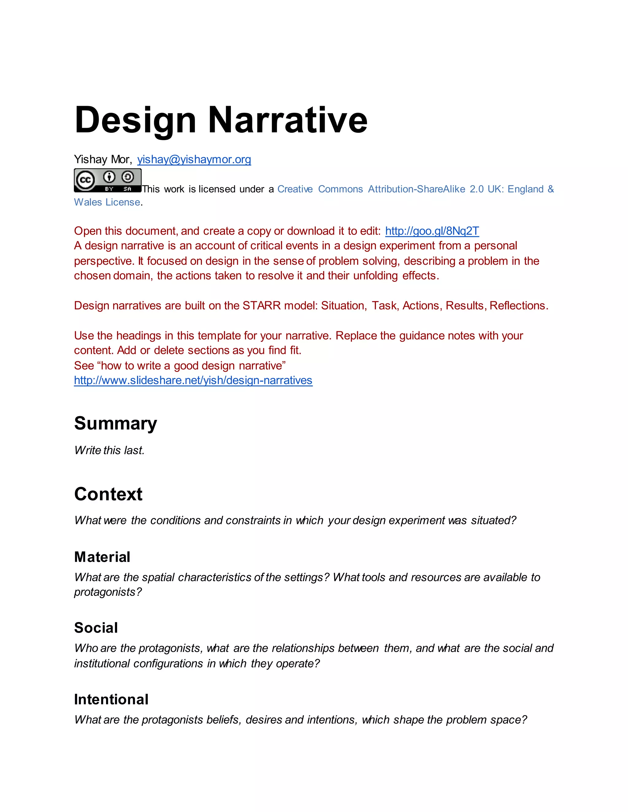 Design narrative | PDF