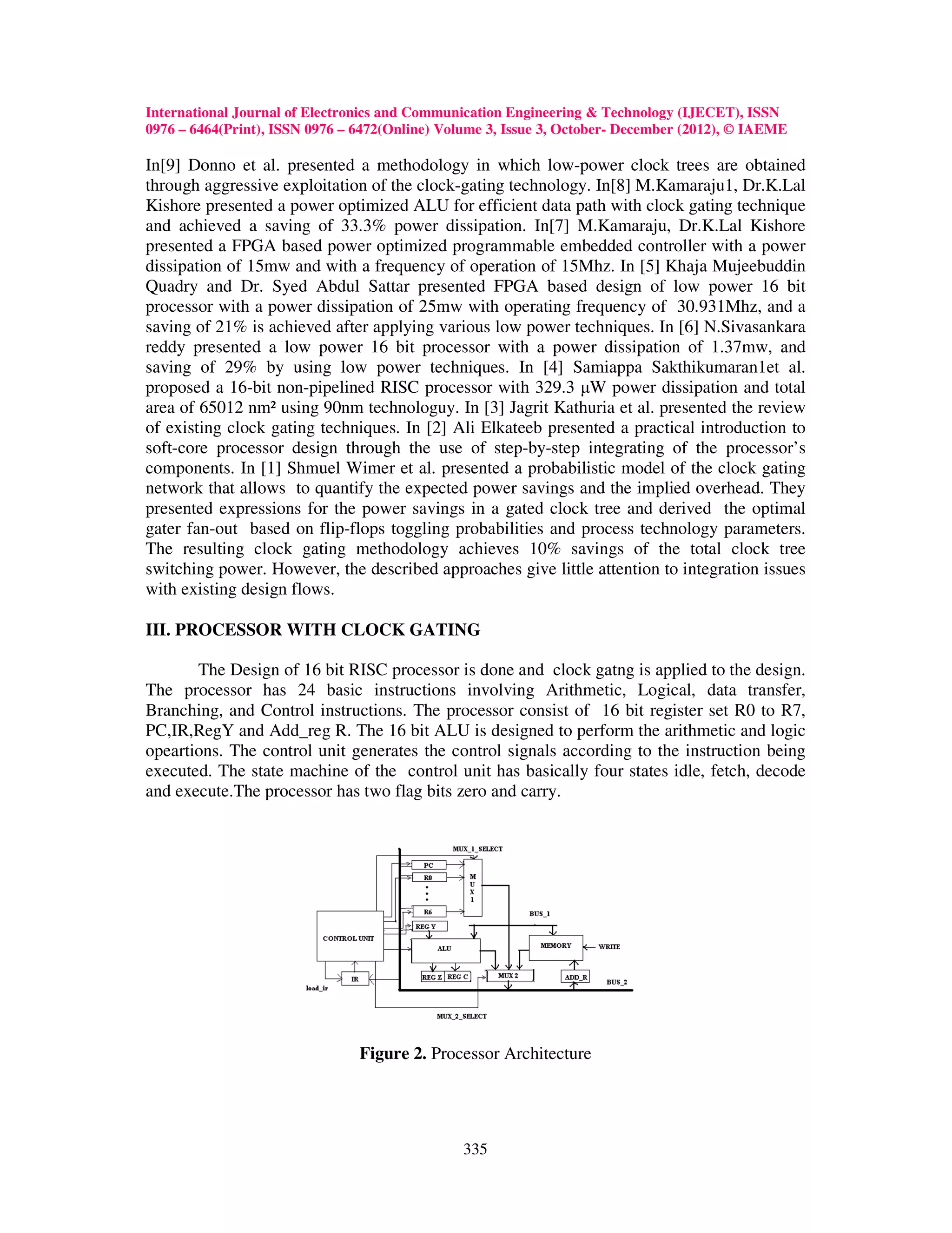 Design of 16 bit low power processor using clock gating technique 2-3 | PDF
