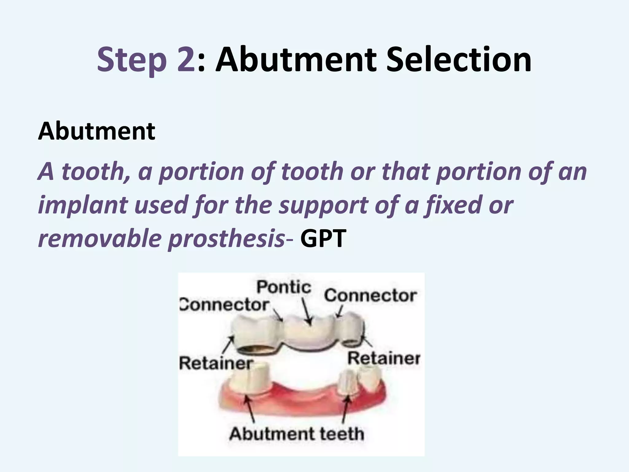 Design of a fixed Partial Denture (with Abutment Tooth Preparation) | PPTX